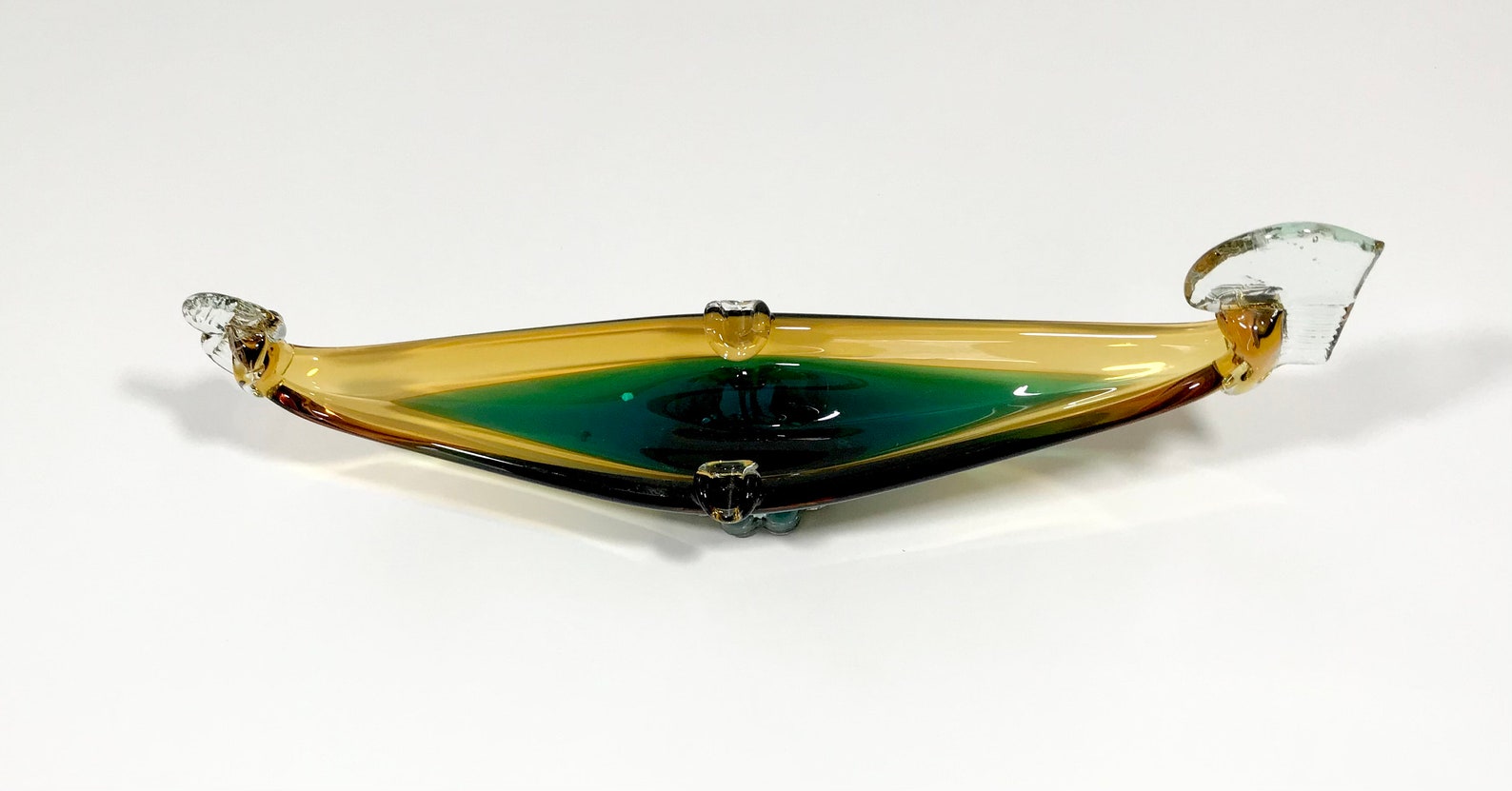Murano Art Glass Blue Green Amber Gondola Boat Ashtray | Etsy