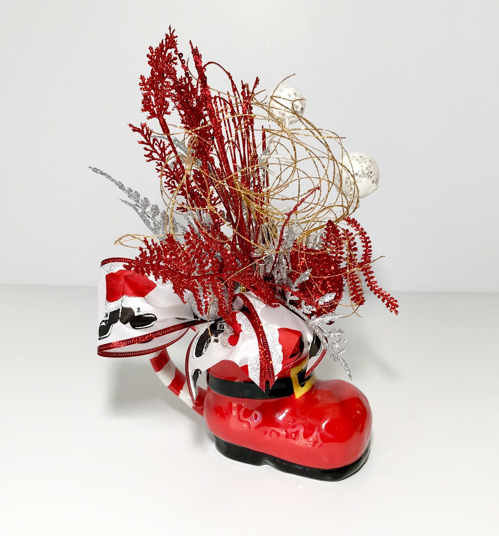 Christmas Santa Claus Boot Mug Small Centerpiece Holiday Xmas - Etsy