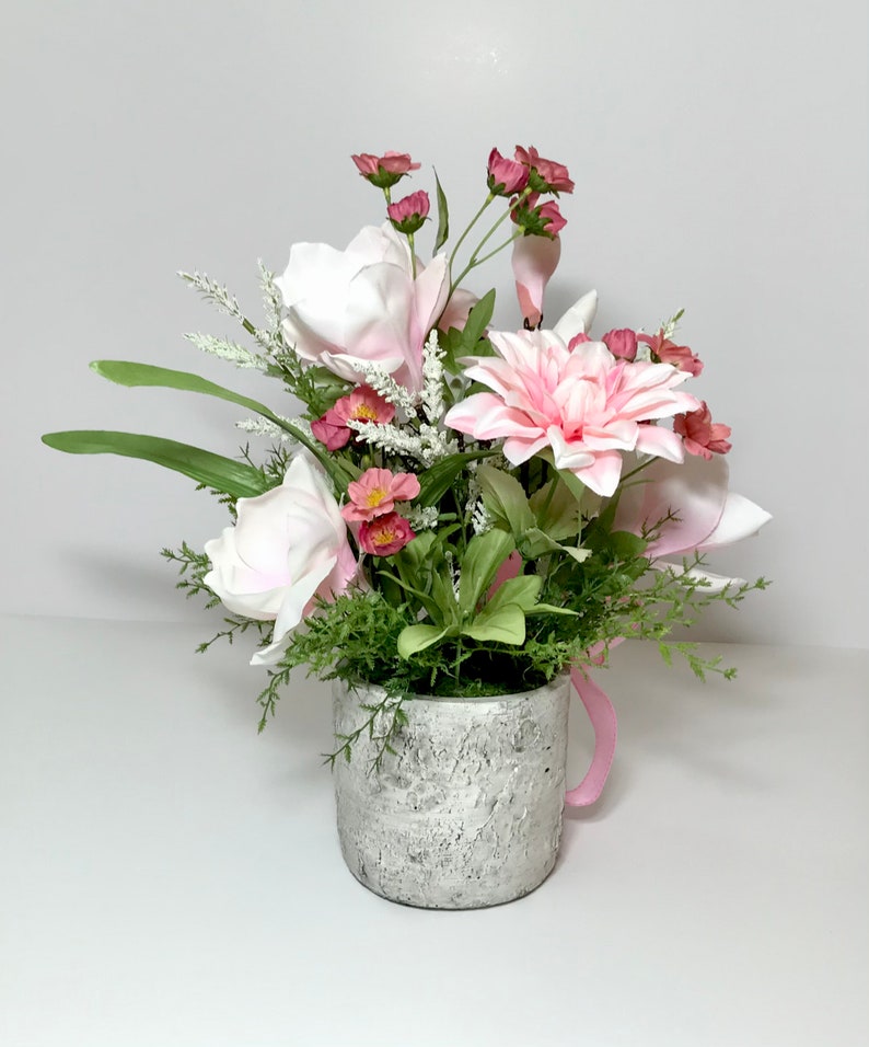 Pink White Spring Summer Flowers Arrangement Vase Spring | Etsy