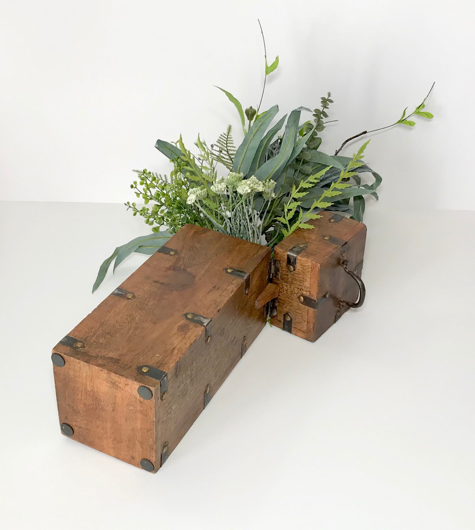 Wooden Box Floral Greenery Tall Arrangement Year Around | Etsy