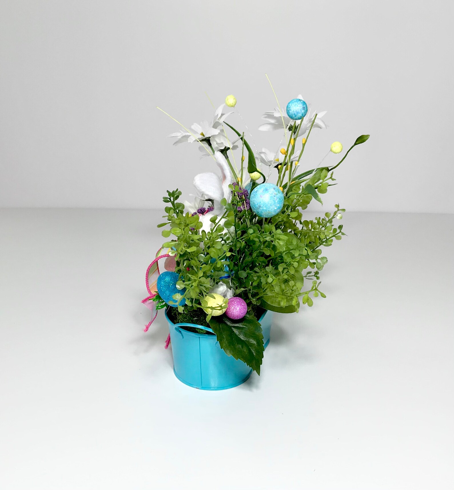 Easter Bunny Rabbit Eggs Blue Metal Tub Floral Spring Small - Etsy