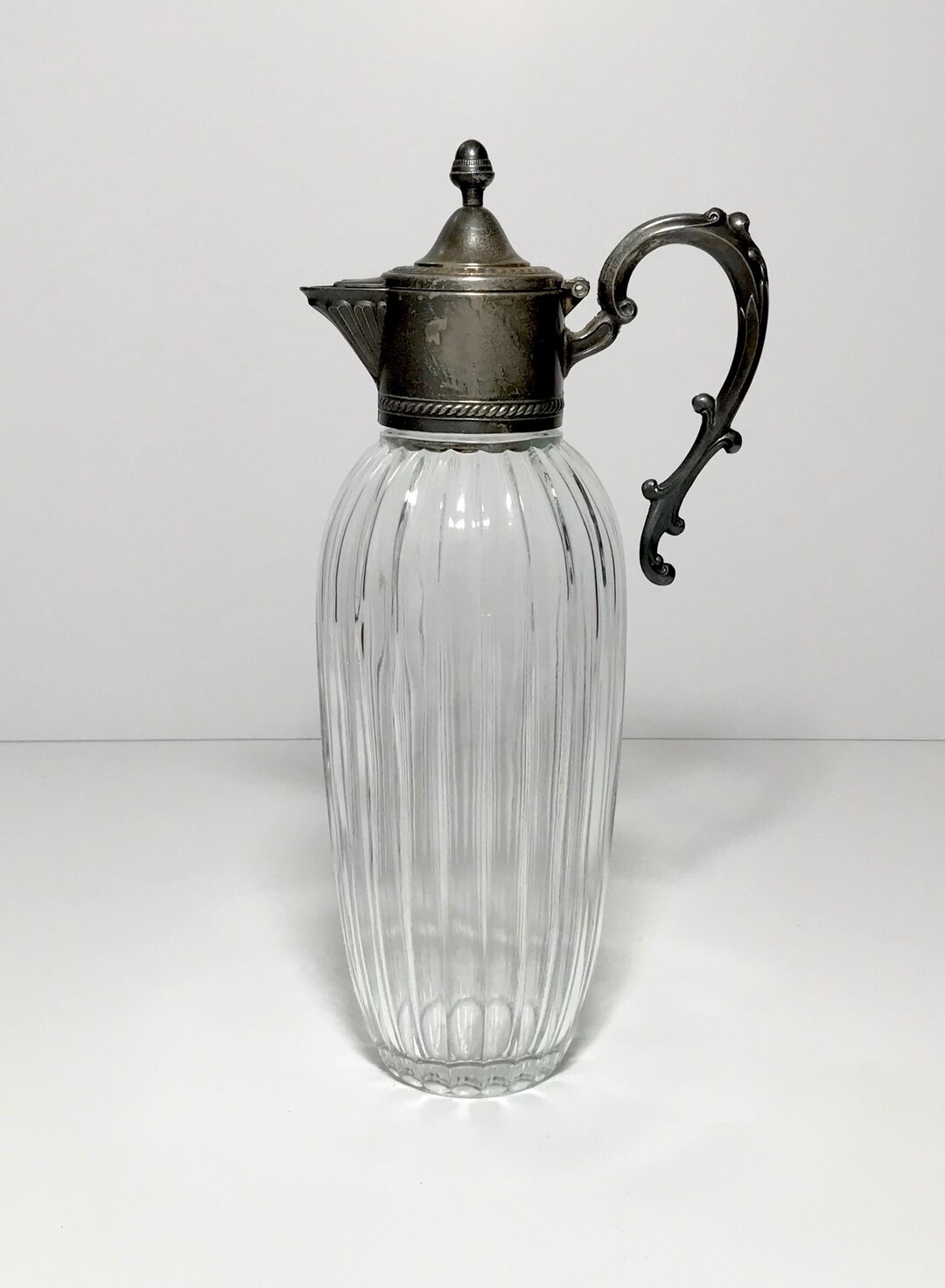 Vintage EAPG Glass Pitcher, Ewer Decanter Pressed Glass Pitcher, Silver ...