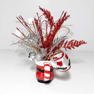 Christmas Santa Claus Boot Mug Small Centerpiece, Holiday Xmas ...