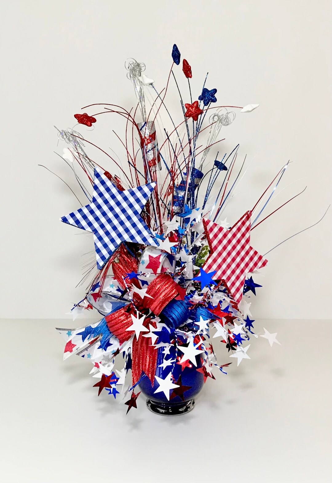 Red White Blue 4th of July Patriotic Centerpiece, USA Patriotic ...