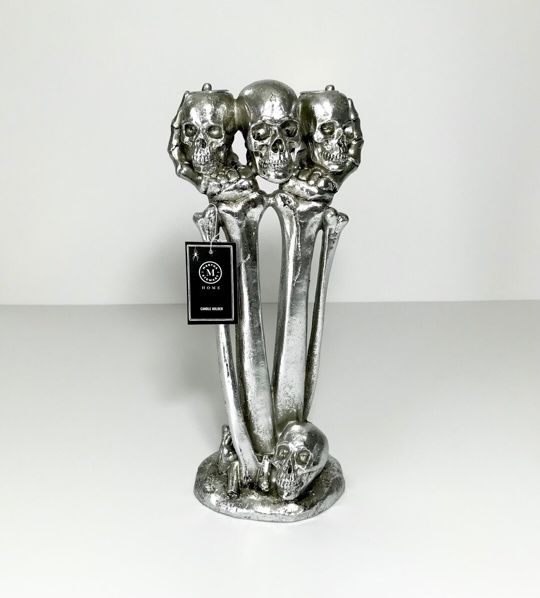 Gothic Halloween Tall Skull Bones Martha Stewart Candle Holder, Spooky ...