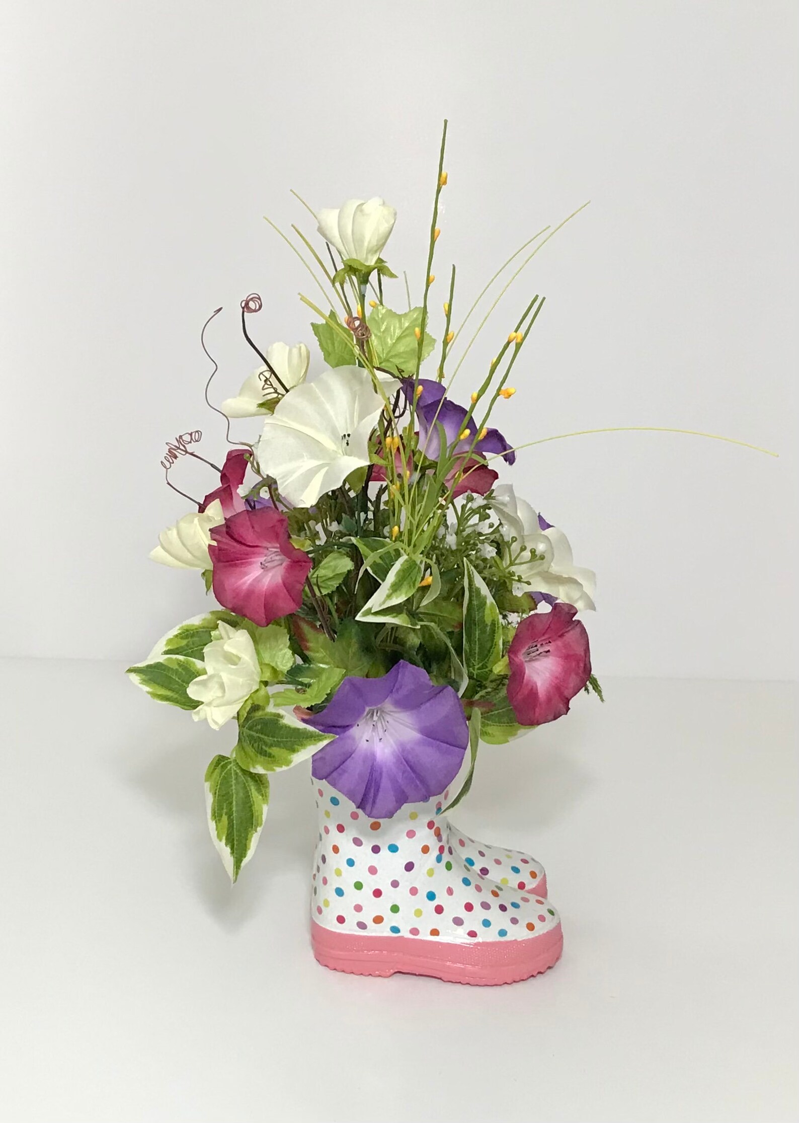 Novelty Rain Boots Spring Flowers Centerpiece Purple Pink - Etsy
