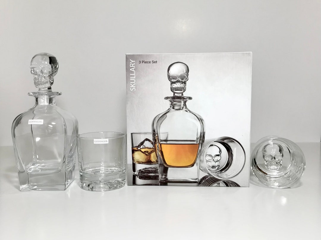 Heavy Crystal Glass Bar Decanter Set, Liquor Bourbon Empty, Crystal ...
