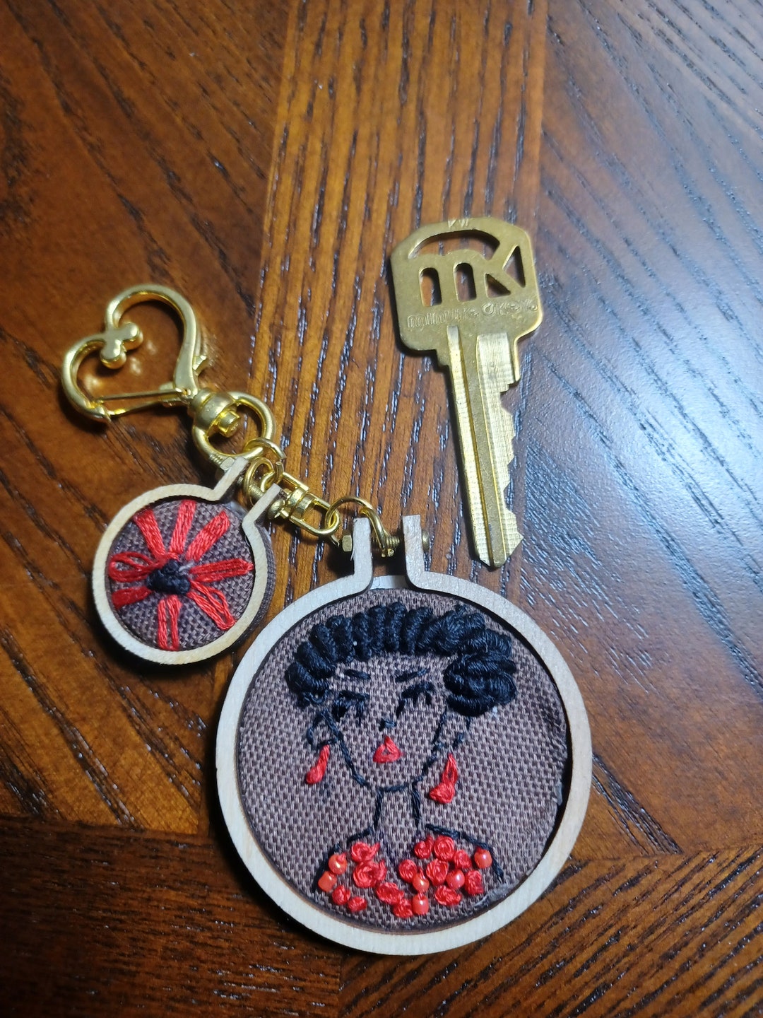 Afro Hairstyle Hand Embroidery Keychain - Etsy