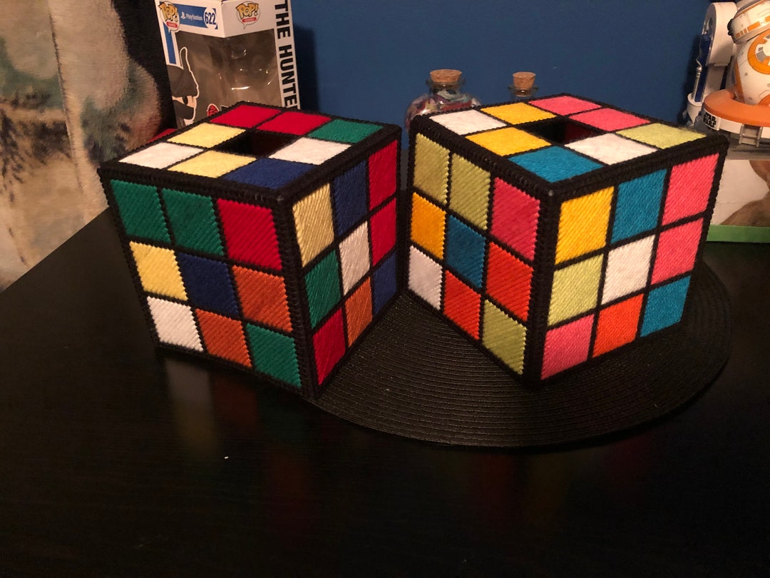Rubik's Cube Plastic Canvas Tissue Box Cover - Etsy