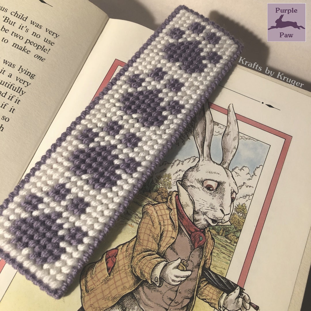 Purple Paw Bookmark, Four Paw Design, Yarn on Plastic Canvas - Etsy