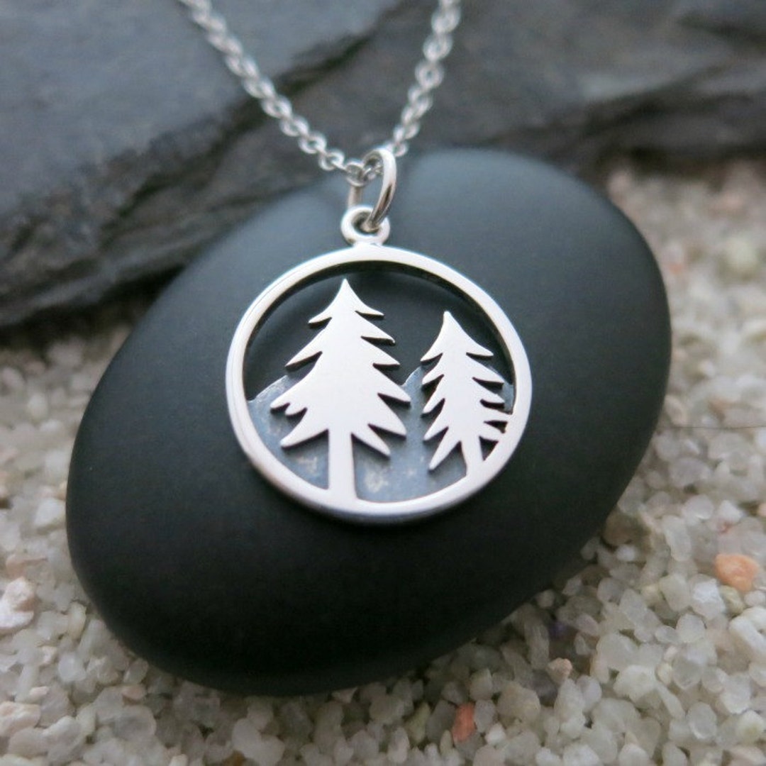 Forest Necklace Sterling Silver Pine Tree Charm Nature Jewelry Tree ...