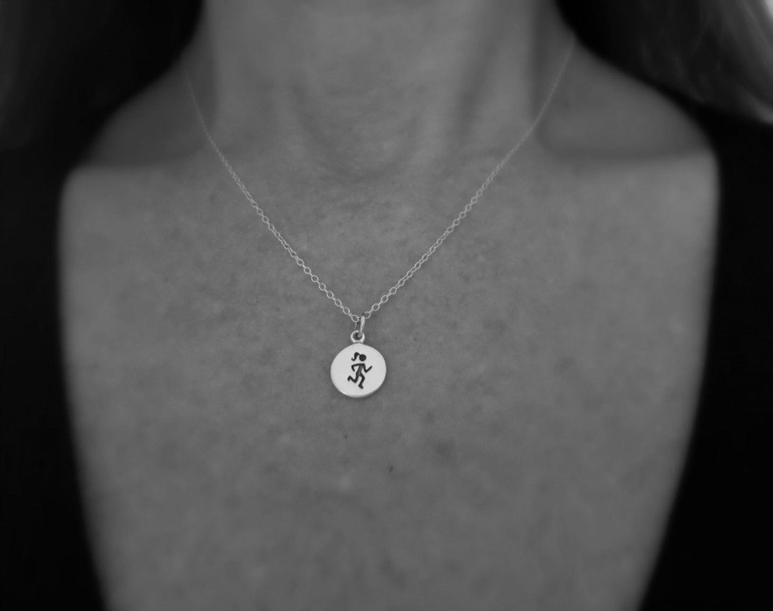 Runner Necklace Sterling Silver Runner Charm Sports Jewelry - Etsy