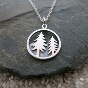 Forest Necklace Sterling Silver Pine Tree Charm Nature Jewelry Tree ...
