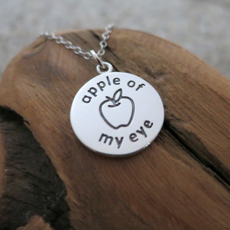 Apple of My Eye Necklace Sterling Silver Charm Simple Necklace - Etsy