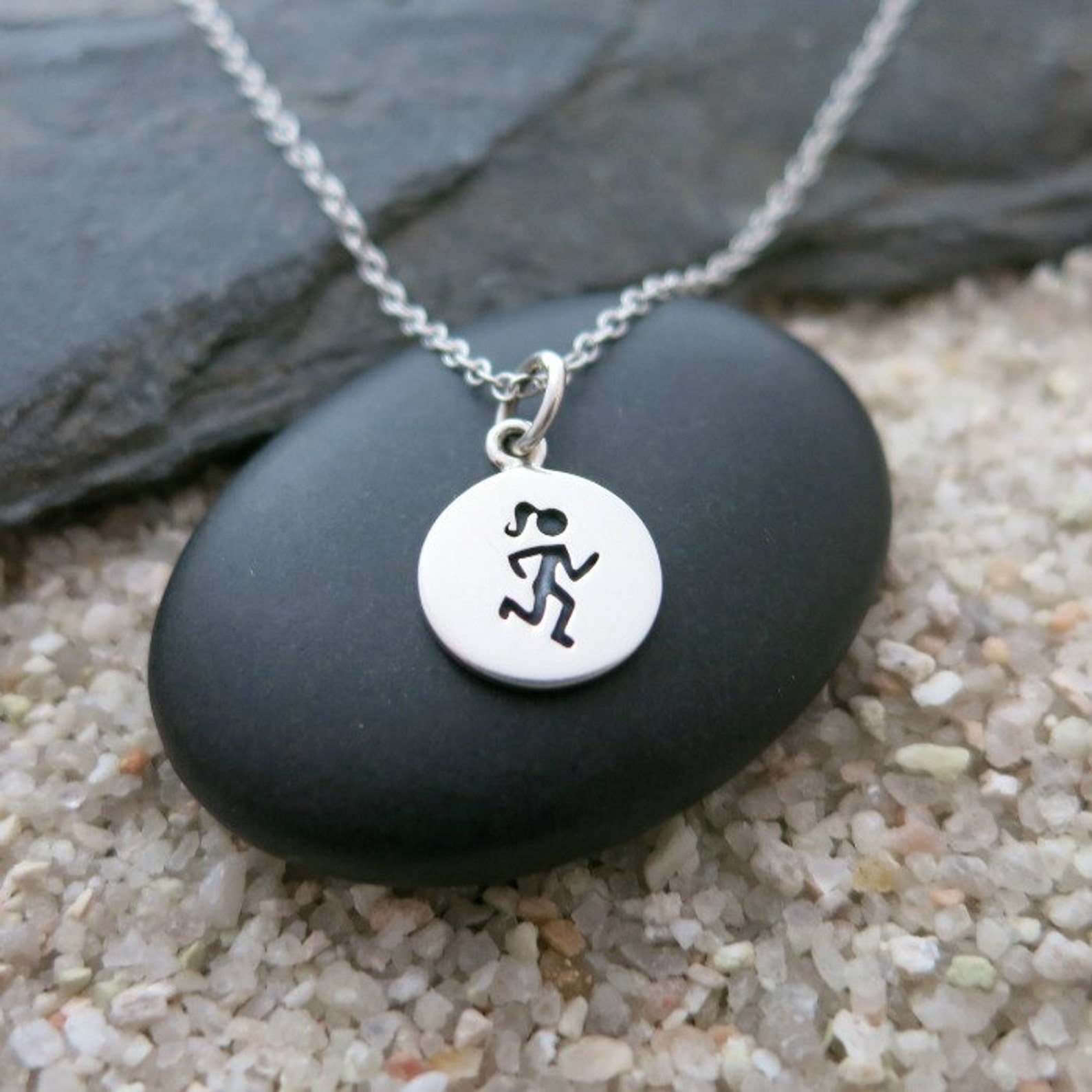 Runner Necklace Sterling Silver Runner Charm Sports Jewelry - Etsy