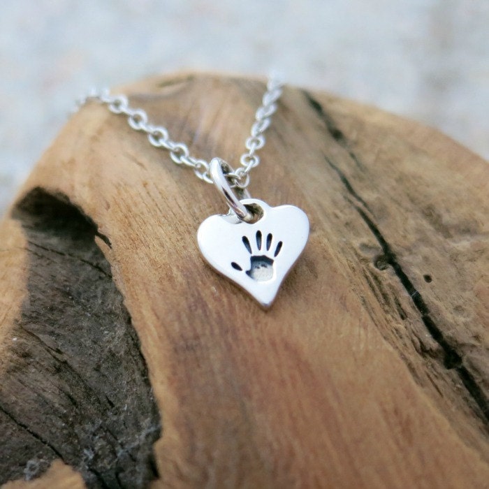 Tiny Hand Print Necklace Sterling Silver Hand Print Charm - Etsy