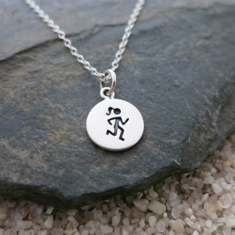 Runner Necklace Sterling Silver Runner Charm Sports Jewelry - Etsy