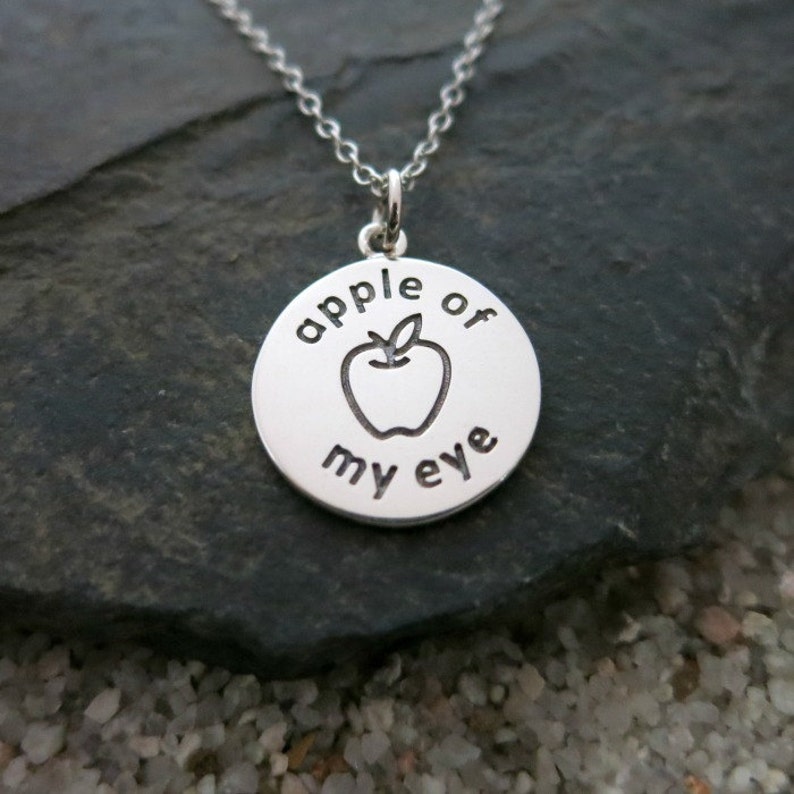 Apple of My Eye Necklace Sterling Silver Charm Simple Necklace - Etsy