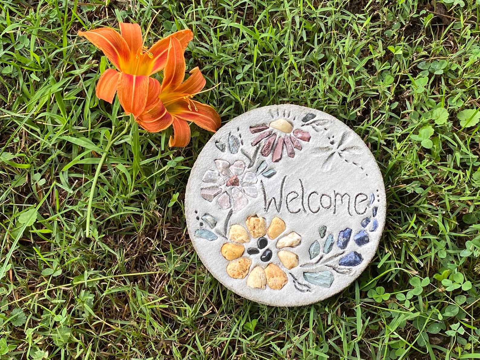 8in. Welcome Stone, Housewarming Gift, Garden Decor, All-natural ...