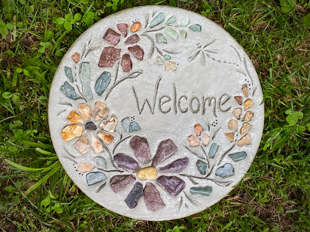 8in. Welcome Stone, Housewarming Gift, Garden Decor, All-natural ...