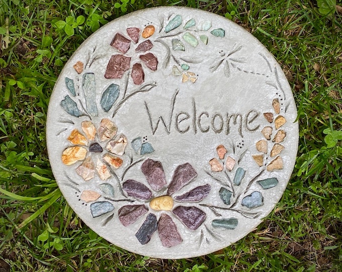 8in. Welcome Stone, Housewarming Gift, Garden Decor, All-natural ...