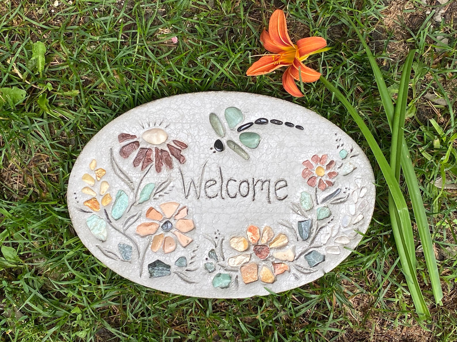 8in. Welcome Stone, Housewarming Gift, Garden Decor, All-natural ...