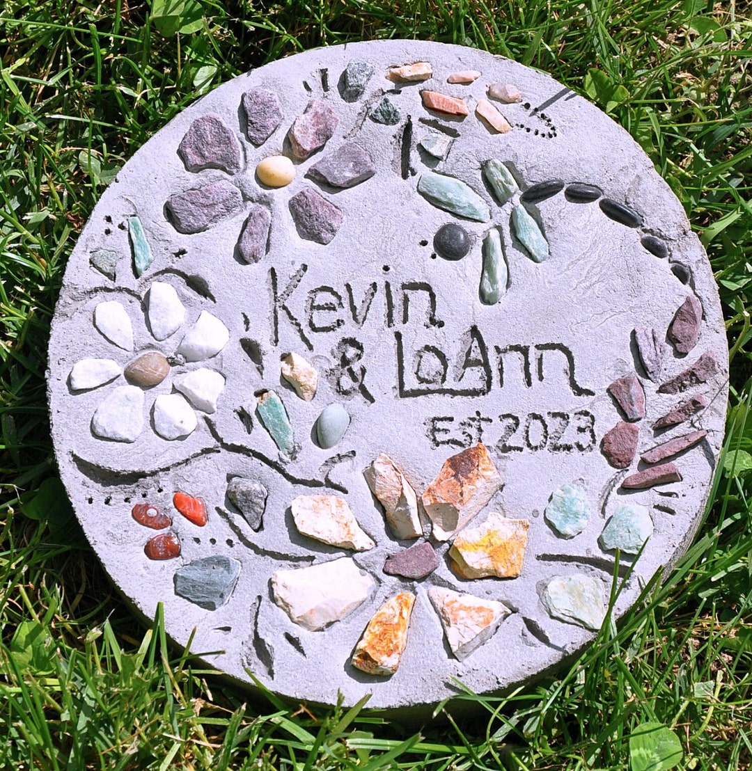Personalized Wedding Gift - Custom Engraved Concrete Mosaic Garden ...