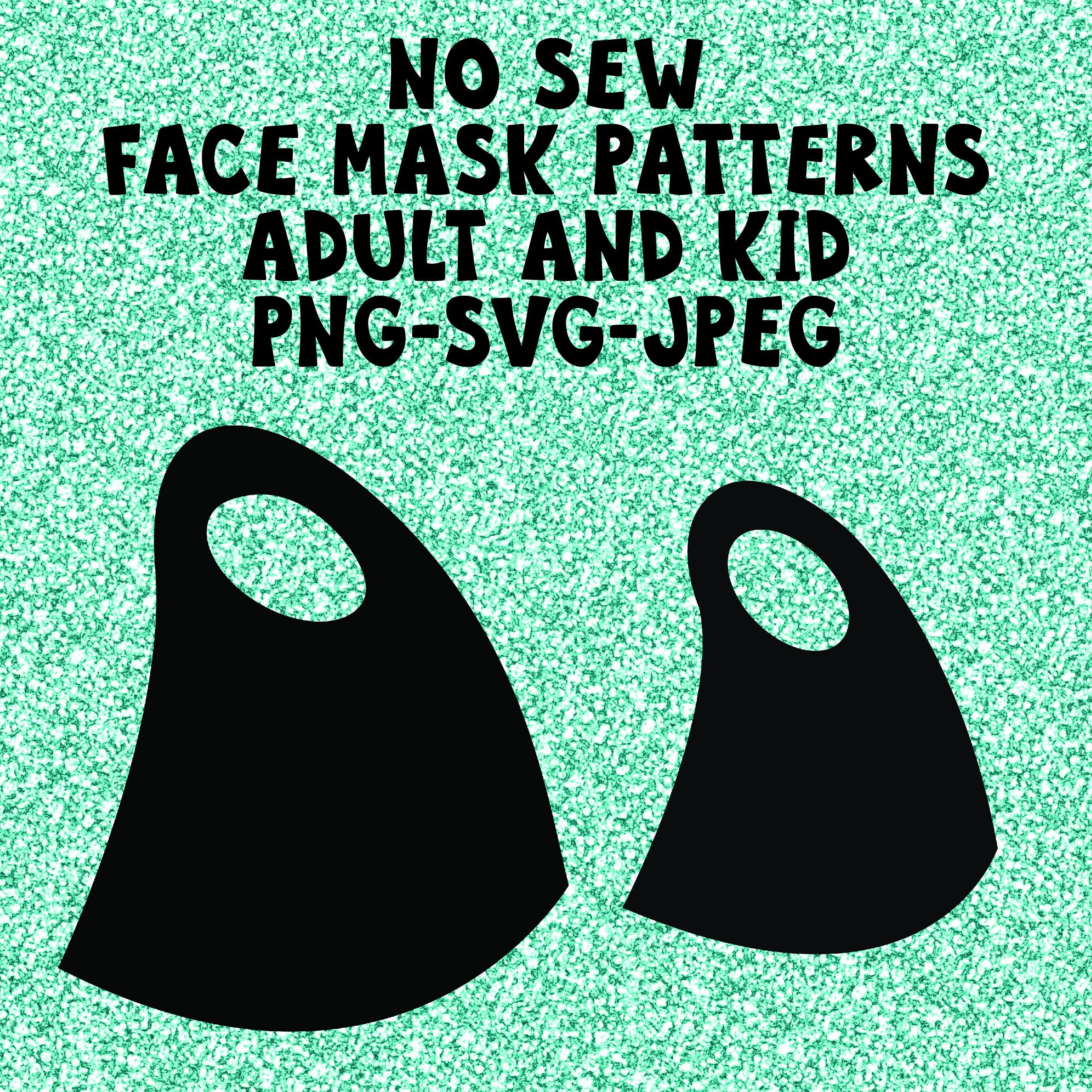 Face Mask NO Sewing Sew Pattern Template Design Outline Guideline Adult ...