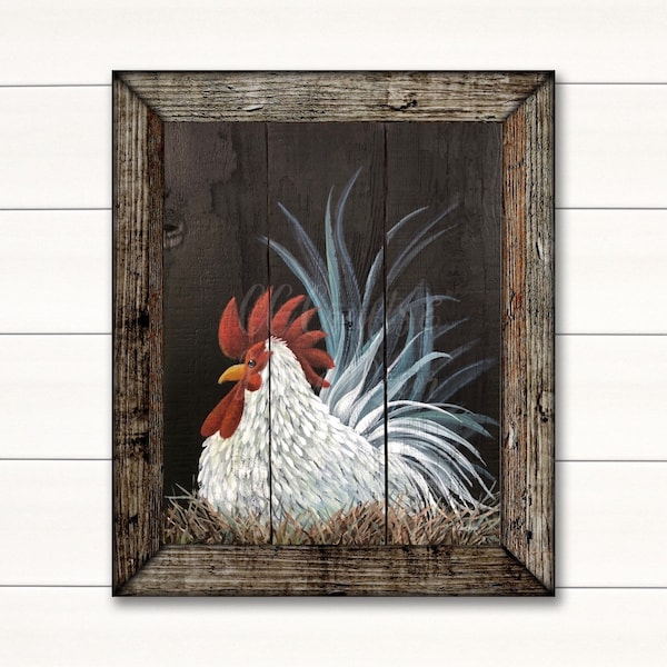 Rustic Chicken Art - Etsy