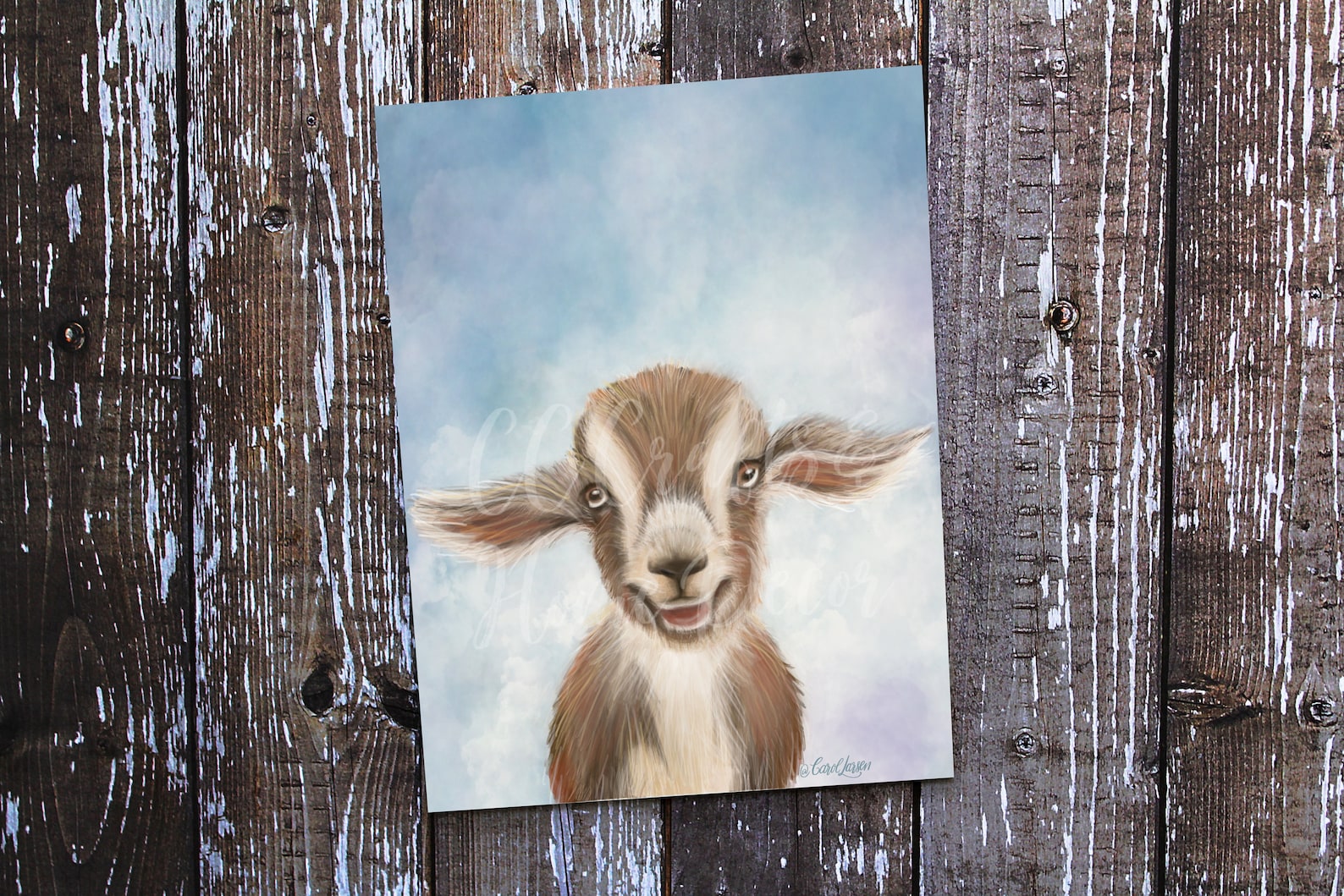Goat Farmhouse Art Print, Farmhouse Wall Decor, Brown Goat Art, Goat ...