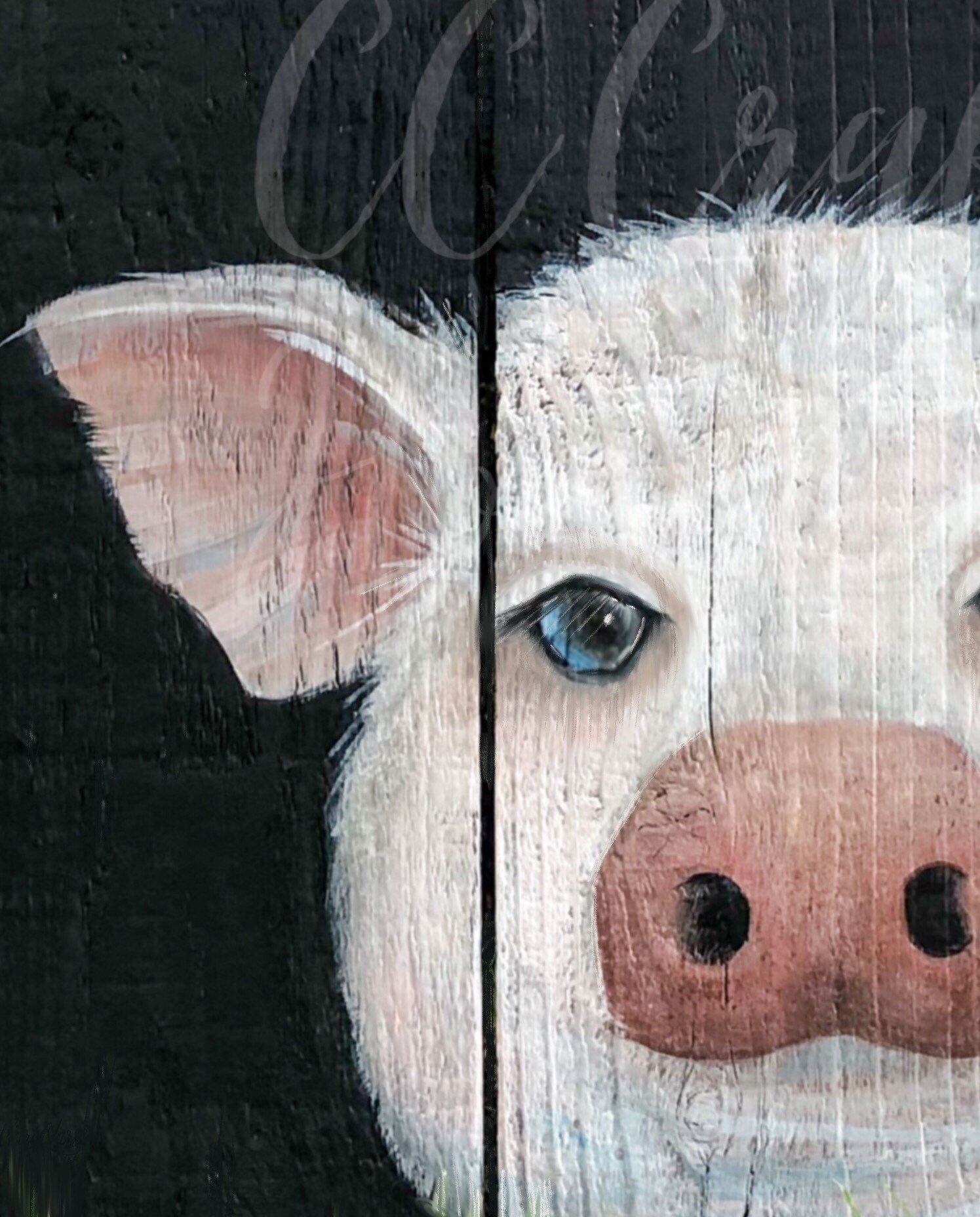 Farmhouse Pig on Rustic Wood ART PRINT, Wall Art, Farmhouse Decor, Pig ...