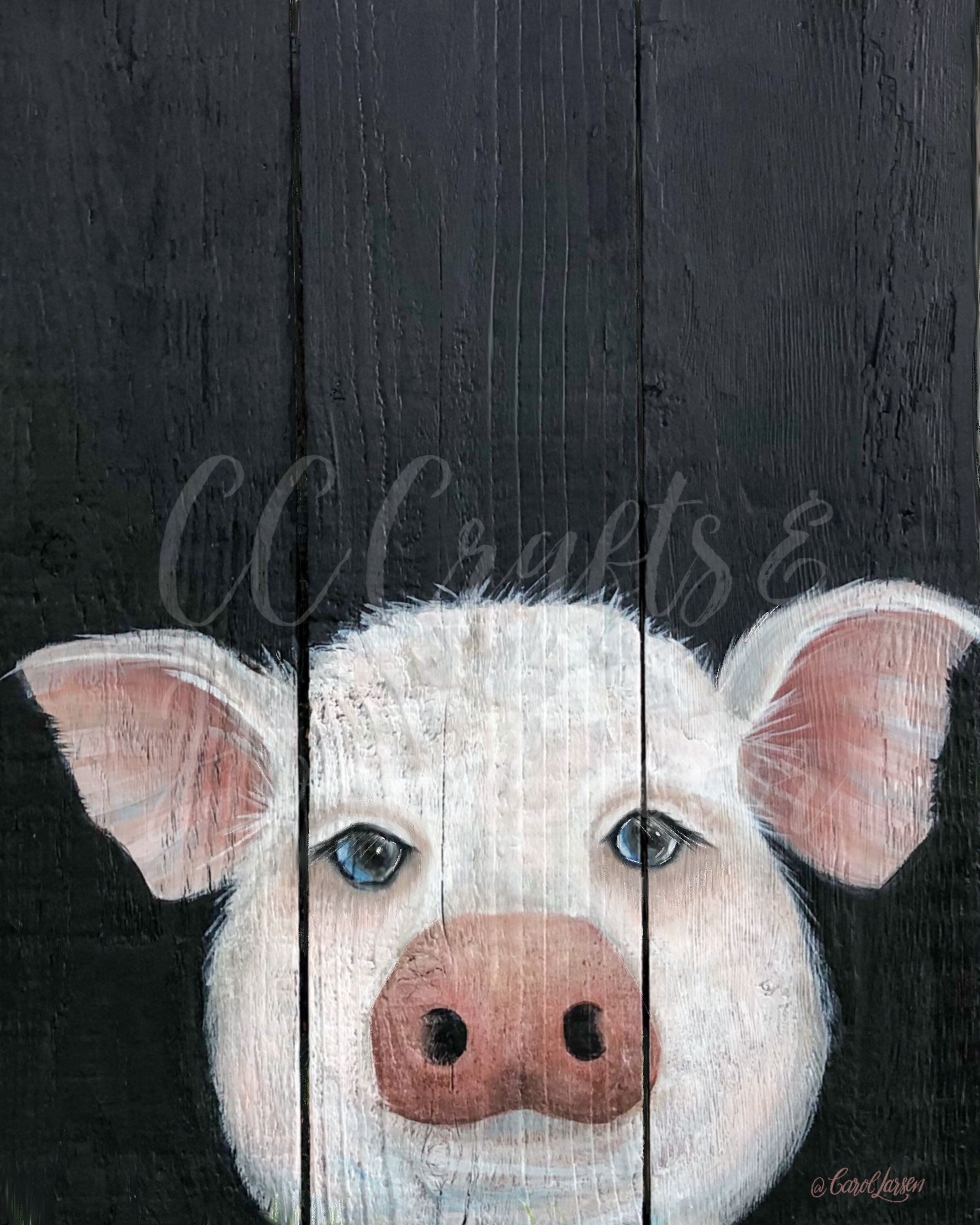 Farmhouse Pig on Rustic Wood ART PRINT, Wall Art, Farmhouse Decor, Pig ...