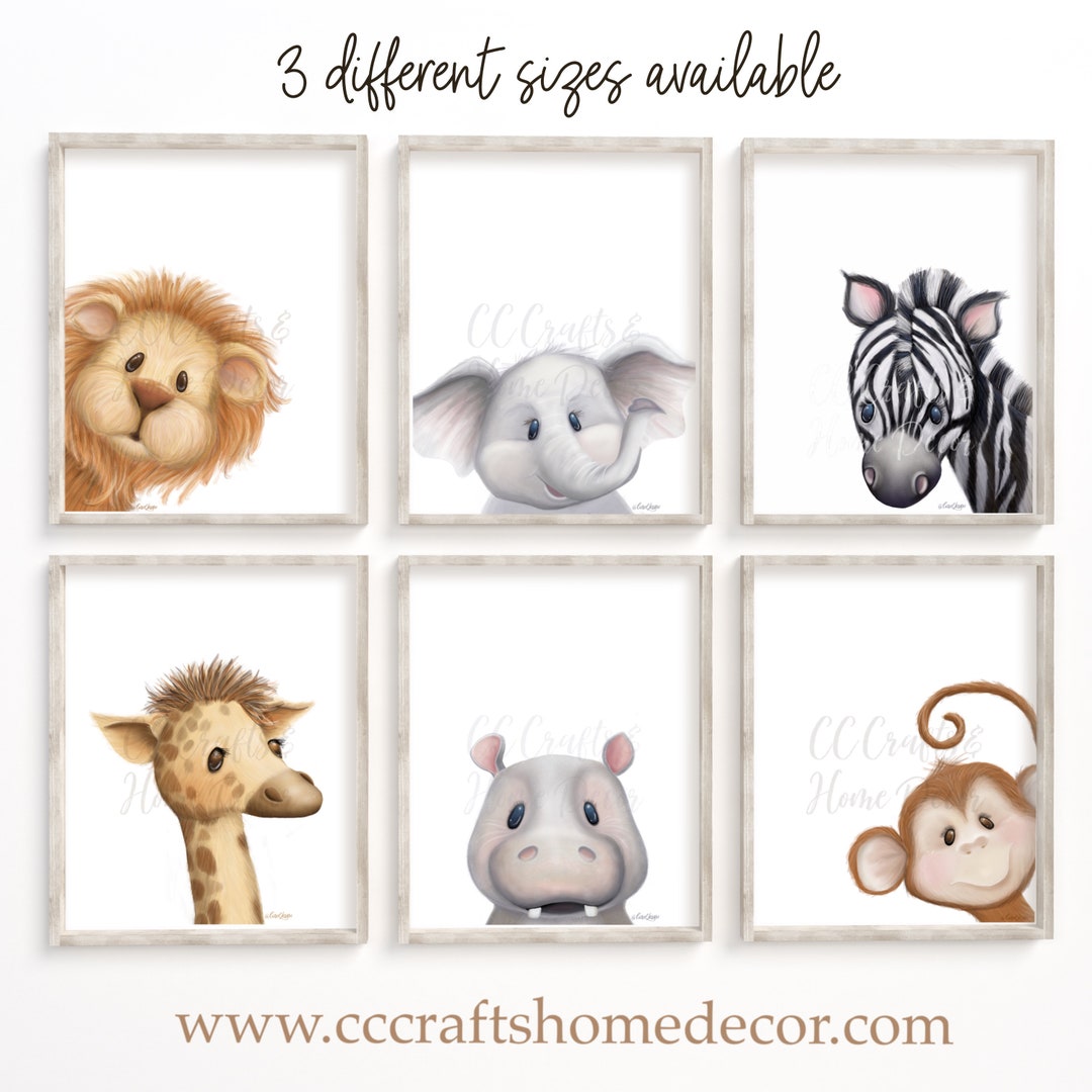 Set of Six (6) Safari/jungle Wild Animal Nursery Art Prints - Etsy