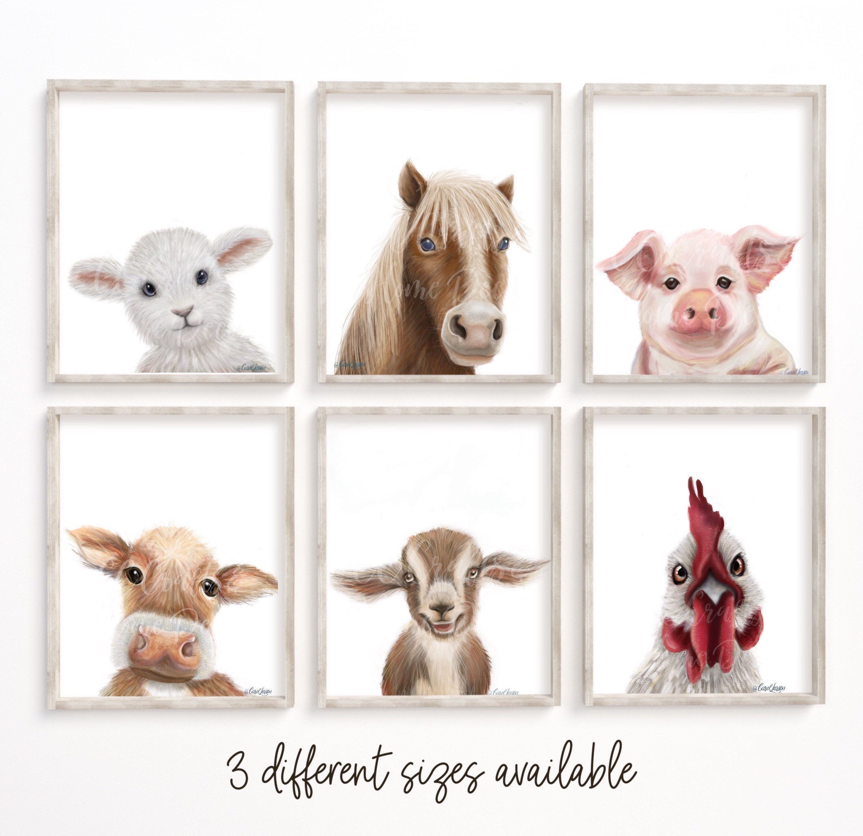 Set of Six 6 Farm/Barn Animal Nursery Art Prints | Etsy