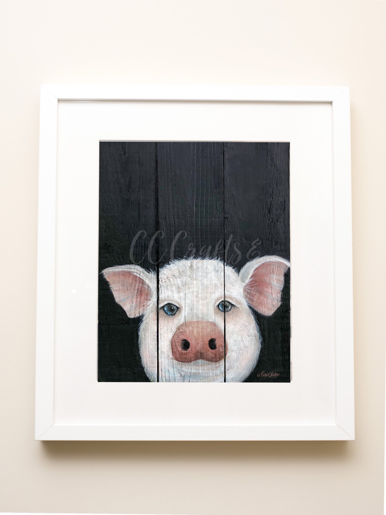 Farmhouse Pig on Rustic Wood ART PRINT Wall Art Farmhouse - Etsy