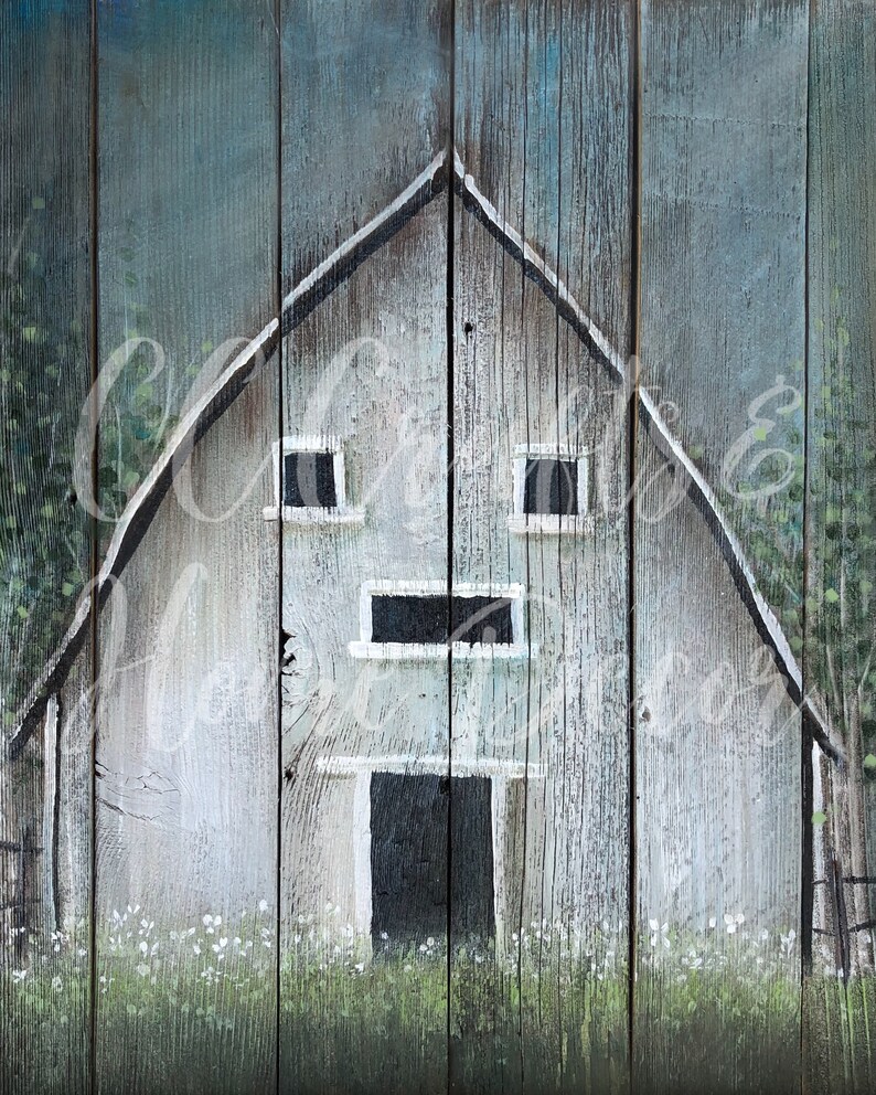 Rustic White Barns ART PRINTS, Set of Four. Giclee Prints From Original ...