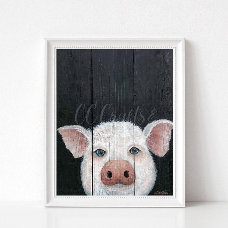 Farmhouse Pig on Rustic Wood ART PRINT, Wall Art, Farmhouse Decor, Pig ...