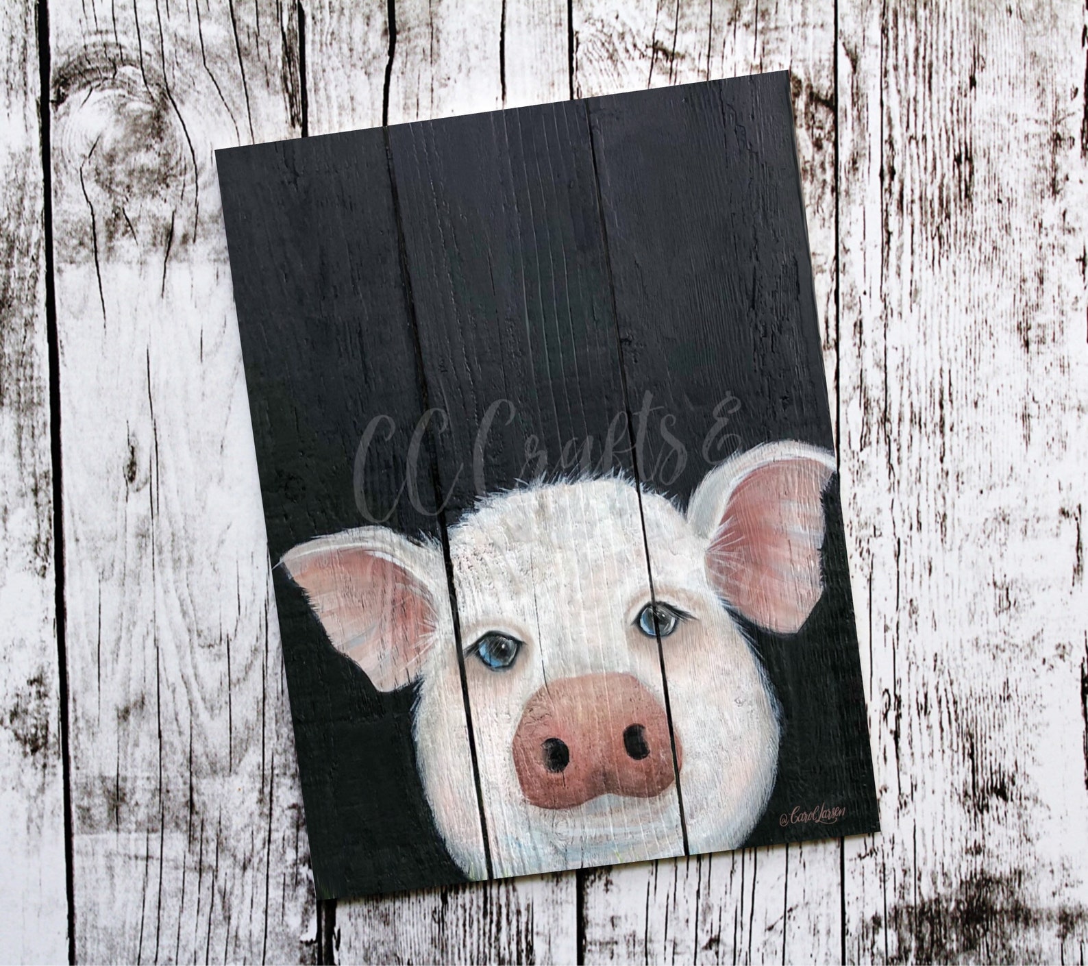 Farmhouse Pig on Rustic Wood ART PRINT Wall Art Farmhouse - Etsy