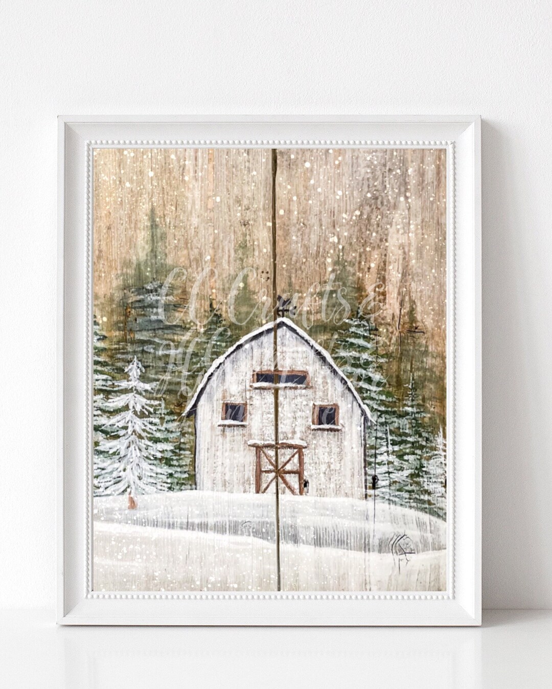 Rustic Winter White Barn Wall Art Print. Farmhouse Art Decor, Winter ...