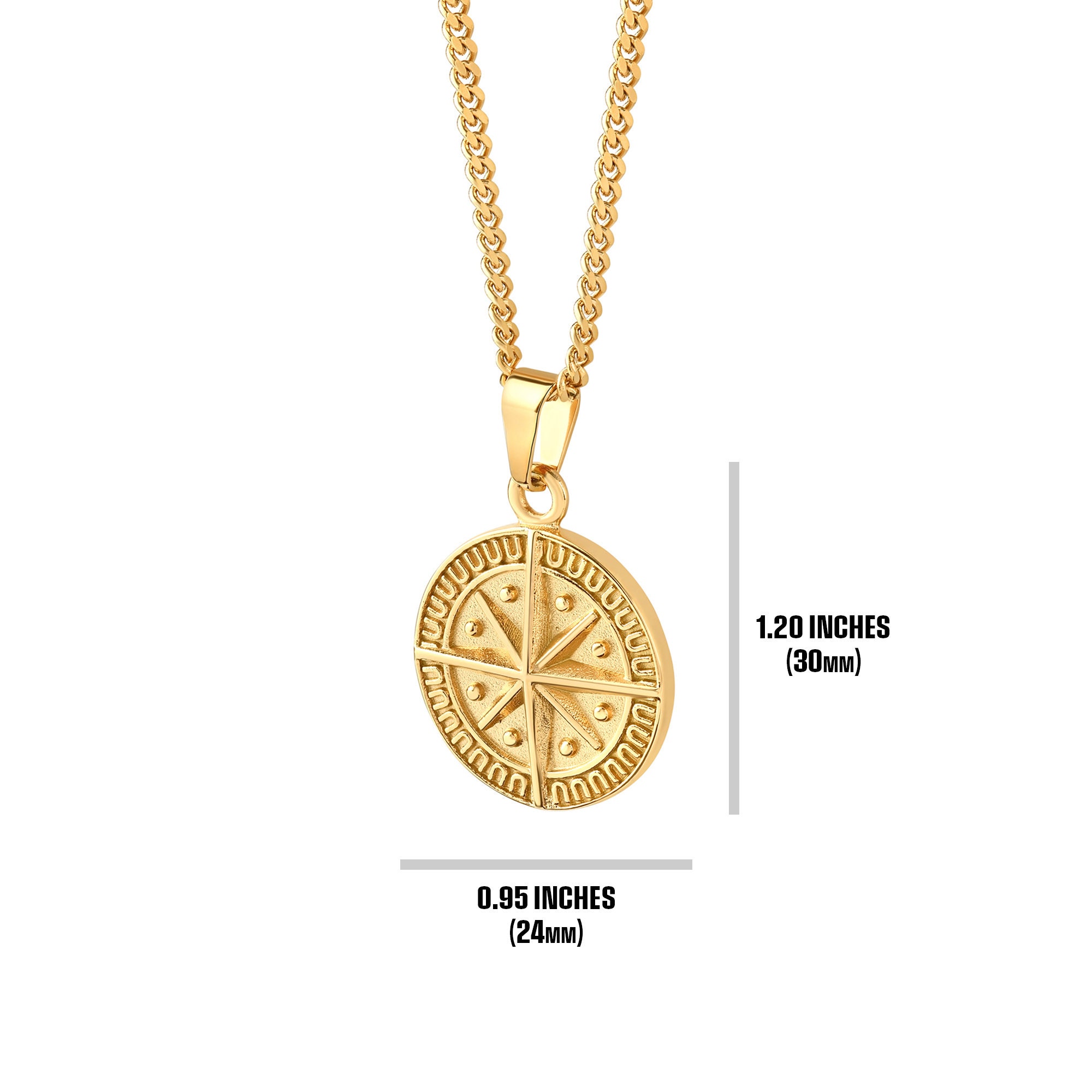 Men's Gold Compass North Star Pendant & Stainless Steel Chain, Vintage ...
