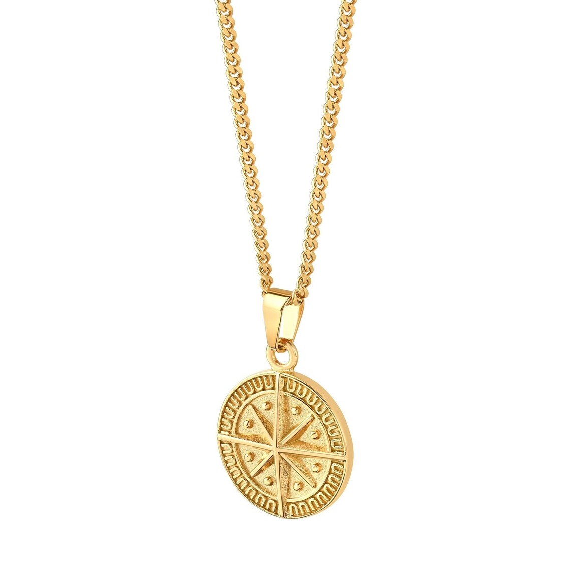 Men's Gold Compass North Star Pendant & Stainless Steel - Etsy