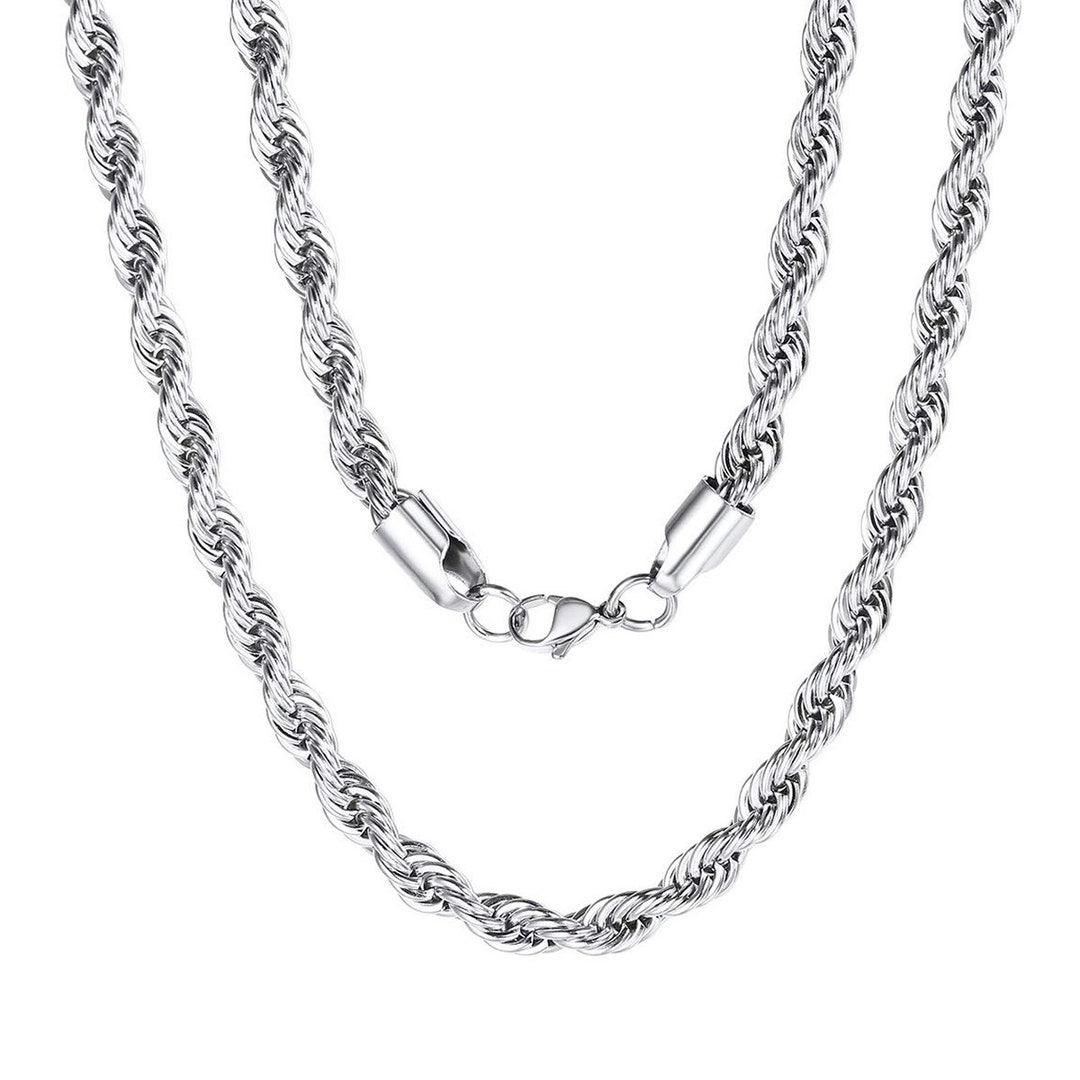 Thick Chunky 5mm Silver Rope Chain Necklace, Men's Chain & Women's ...