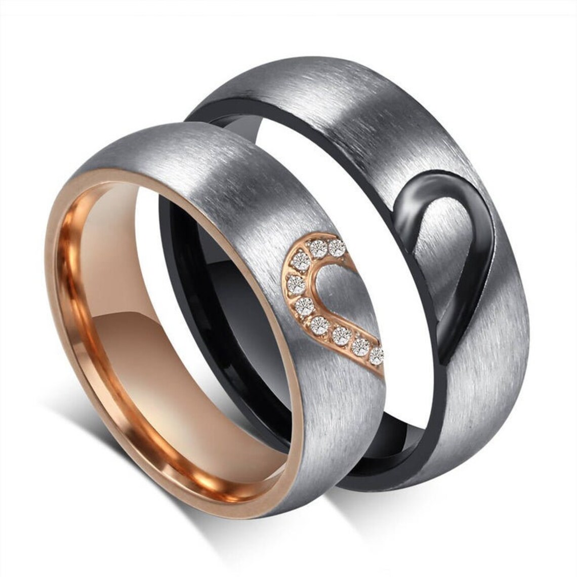 Engraved Matching Promise Ring Wedding and Engagement Rings / - Etsy