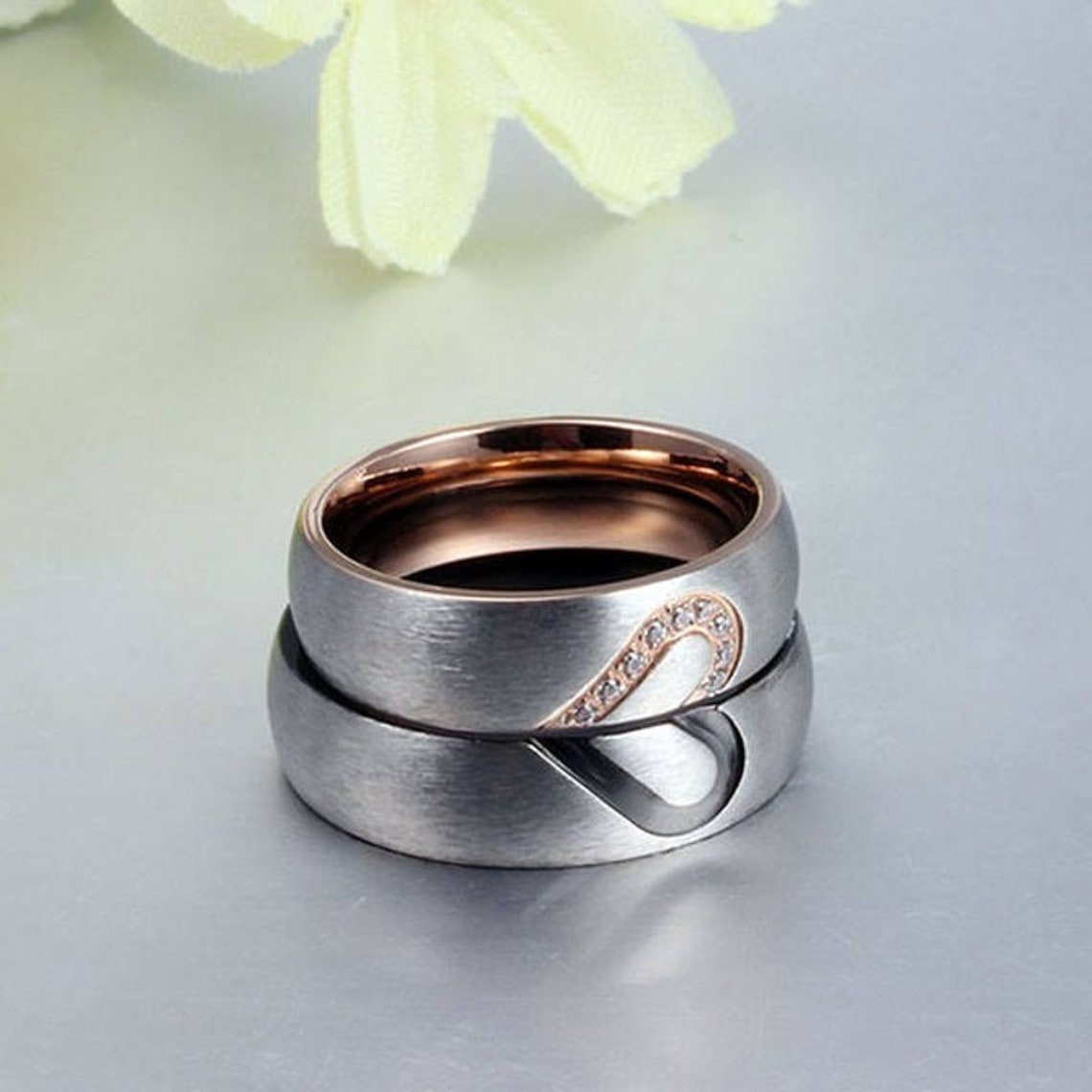 Engraved Matching Promise Ring Wedding and Engagement Rings / - Etsy