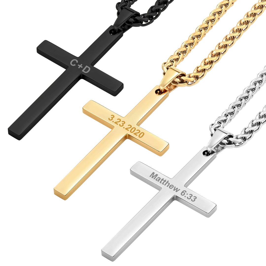 Personalized Cross Necklace - Men's & Women's Custom Engraved Cross ...