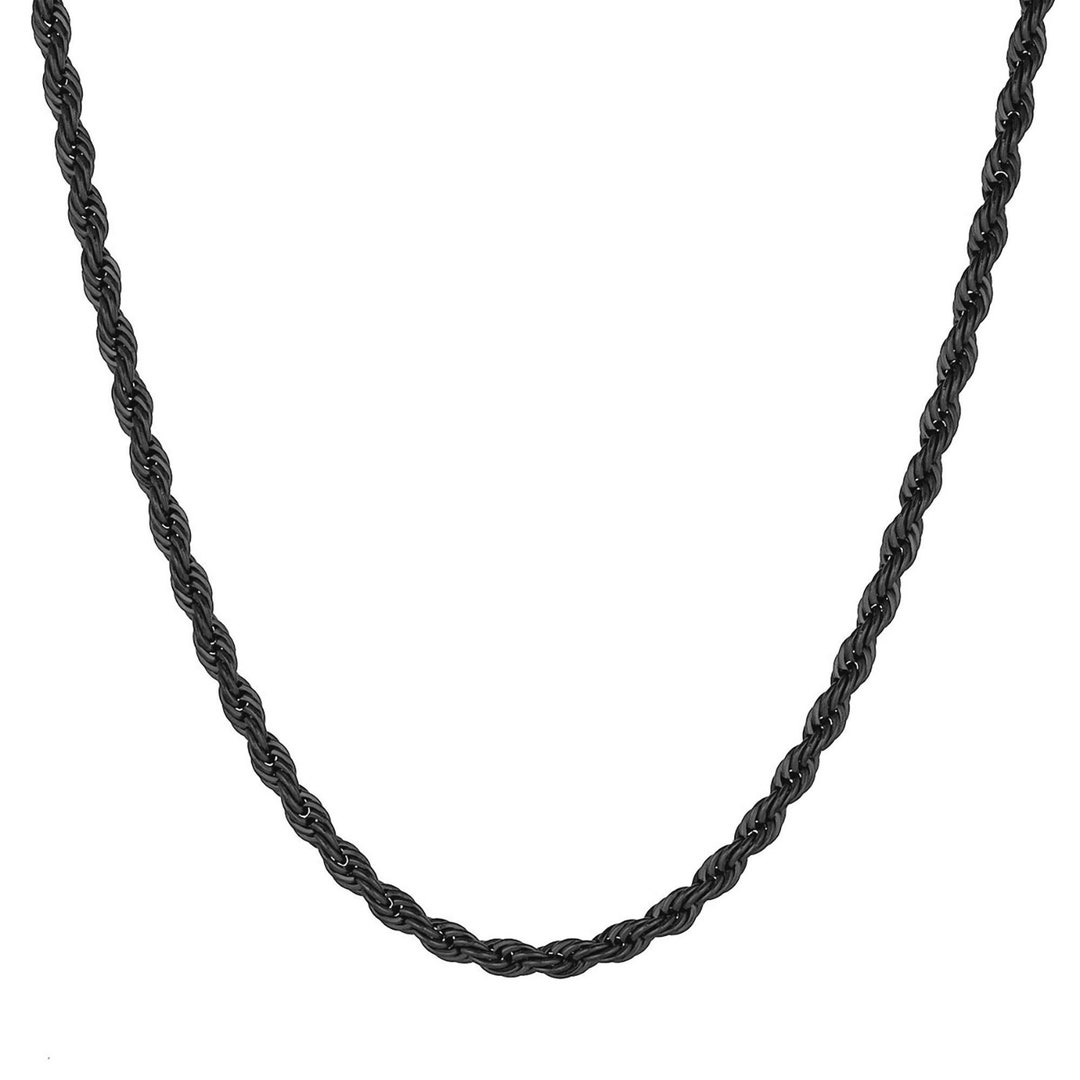 Waterproof Rope Chain Necklace for Men, Women - Black Stainless Steel ...