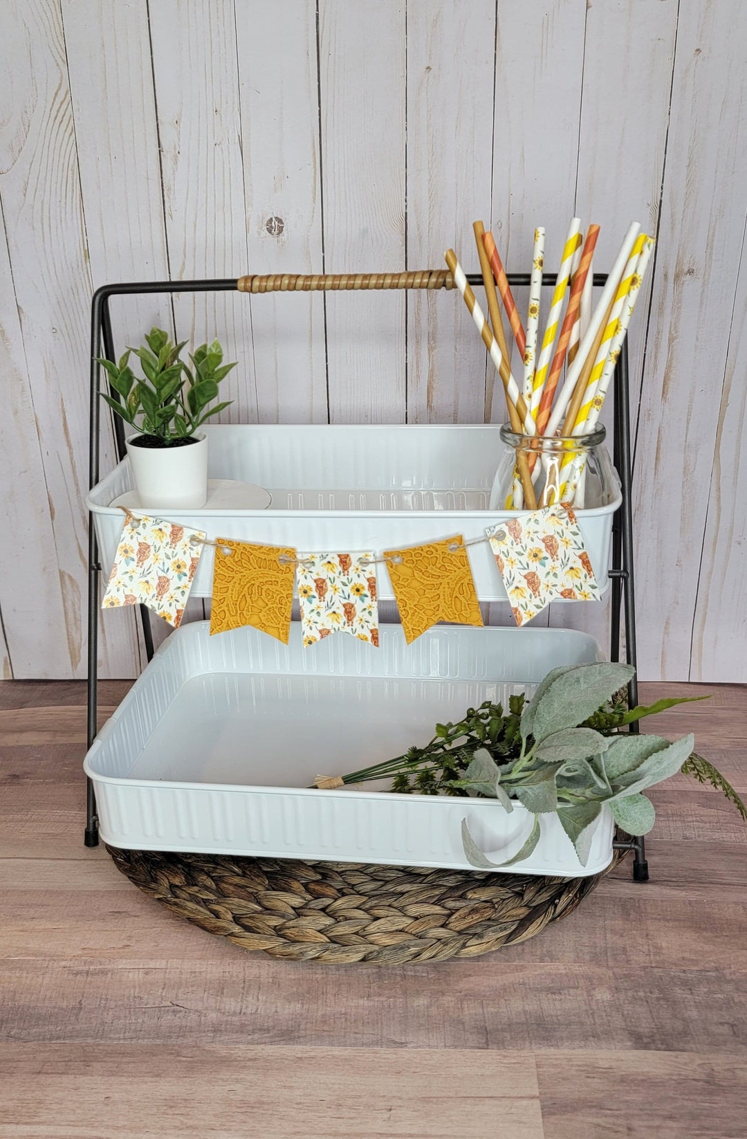 Highland Cow Print Mini Banner, Tier Tray Pendant Banner, Mini Bunting ...