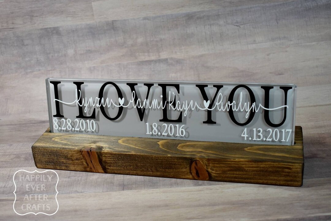 I Love You Tile With Dates Tile Plaque Glass Tile Family - Etsy