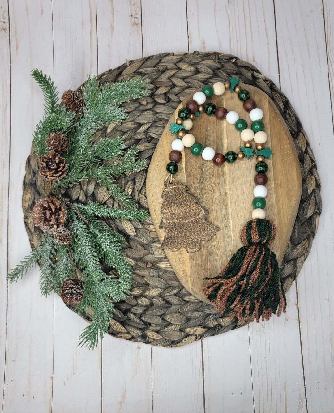 Tree Farm Wood Bead Garland Christmas Garland Wood Beaded - Etsy