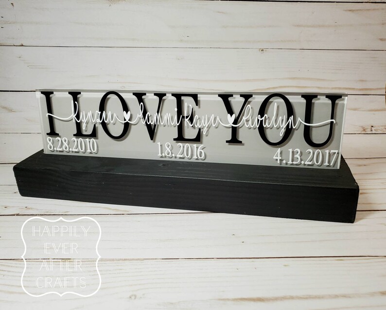 I Love You Tile With Dates Tile Plaque Glass Tile Family | Etsy